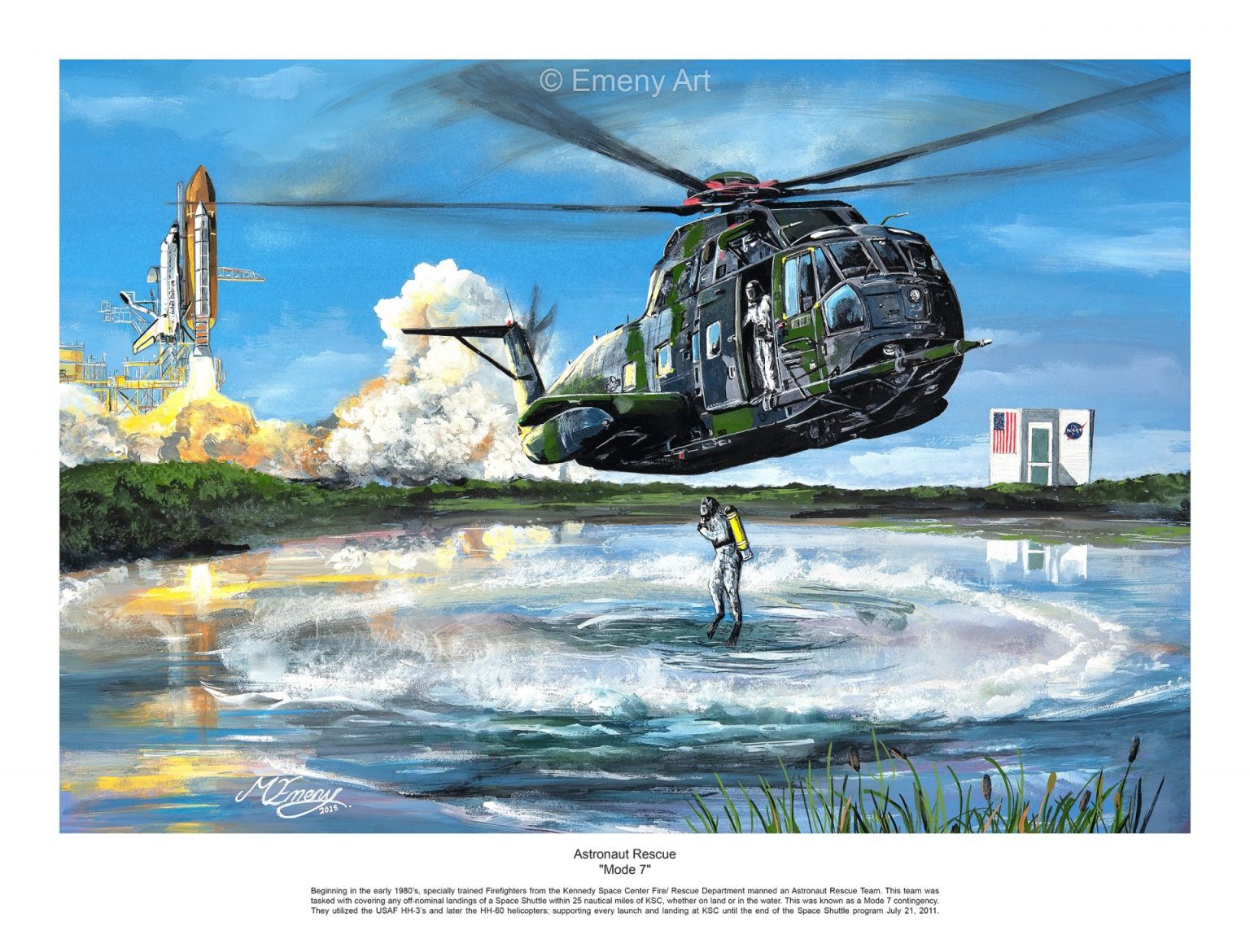 Astronaut Rescue "Mode 7" - Limited Edition Giclée Print - Emeny Art